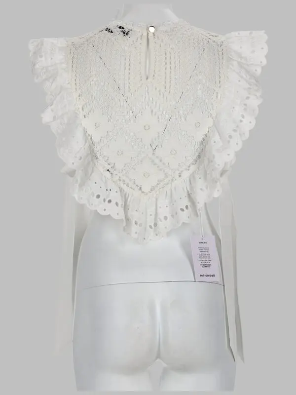 SELF-PORTRAIT Cropped Crochet Top With Lace Inserts