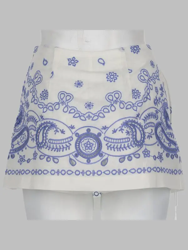 SELF-PORTRAIT Linen Embroidered Skort