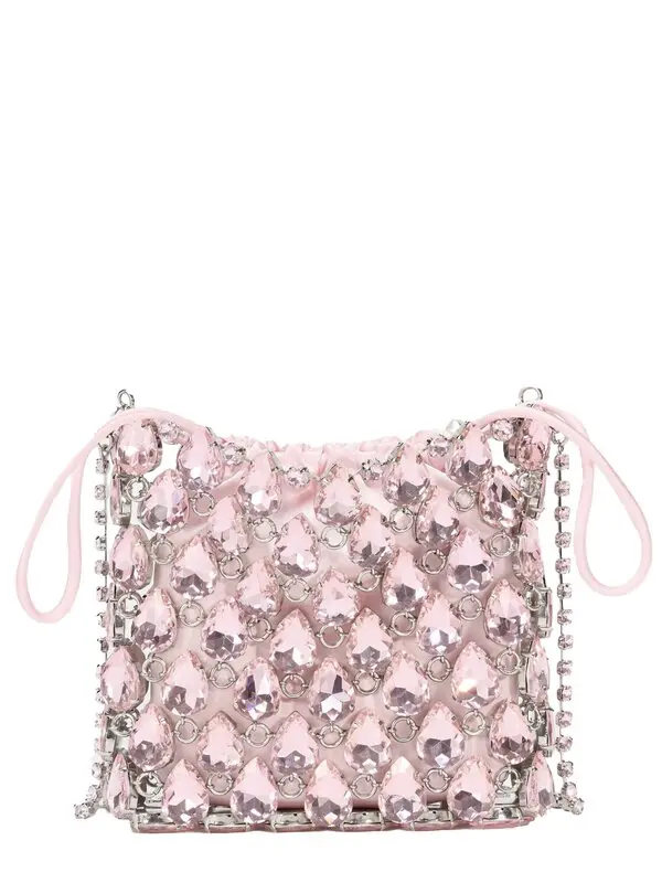 SELF-PORTRAIT Crystal Embellished Metallic Mesh Mini Bag - Pink
