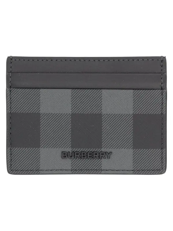 Burberry Check" Card Holder - Grey