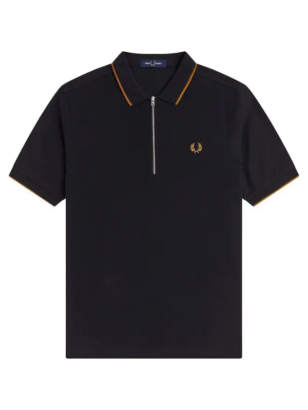 Fred Perry Polo Con Zip E Logo - Black