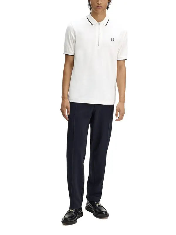 Fred Perry Polo Con Zip E Logo - White