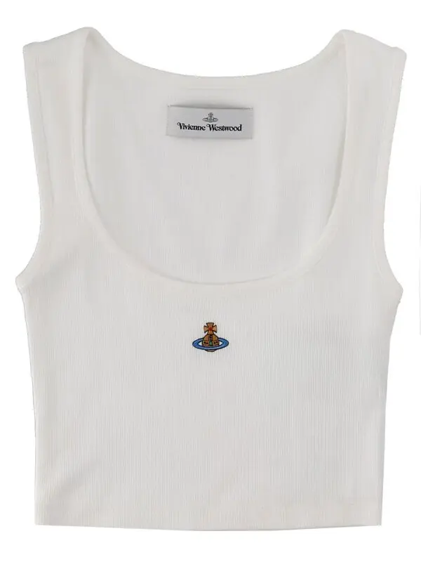 VIVIENNE WESTWOOD Cropped Ribbed Tank Top - White