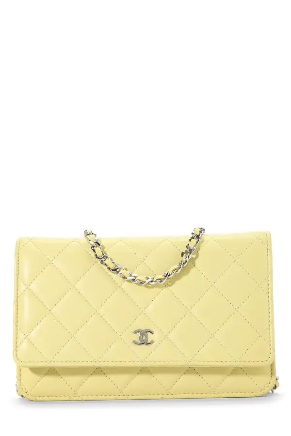 Chanel Lambskin Classic Quilted Wallet On Chain - Yellow