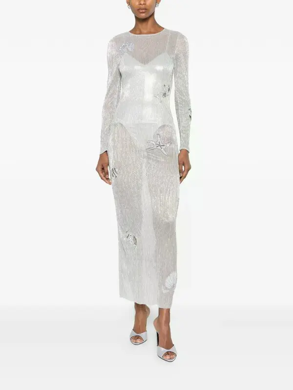 LESLIE AMON Sea Shell-patch Maxi Dress