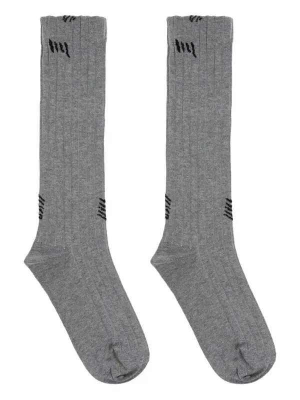 Marni Ribbed Crew Socks - Gray