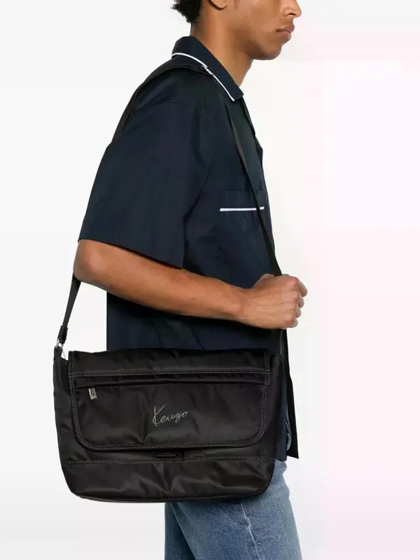Kenzo Logo-embroidered Messenger Bag - Black
