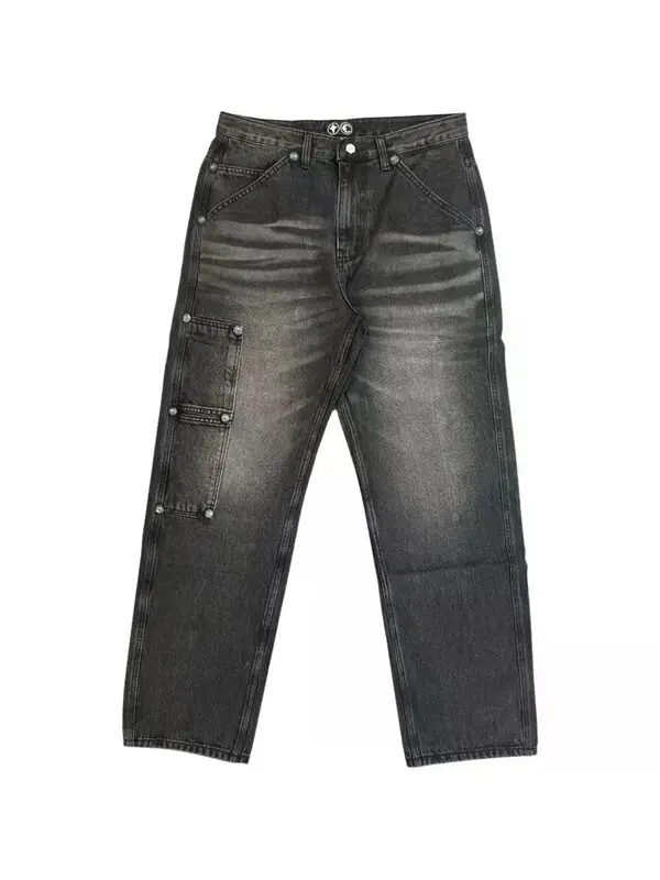 THUG CLUB Washed Effect Stud Embellished Jeans