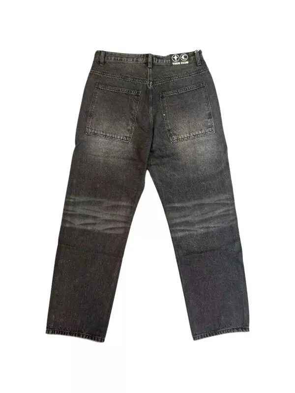 THUG CLUB Washed Effect Stud Embellished Jeans