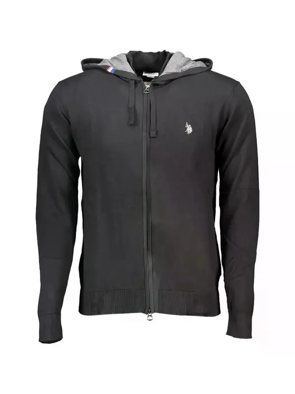U.s. Polo Assn. Logo Embroidered Zip-fastening Hoodie - Black
