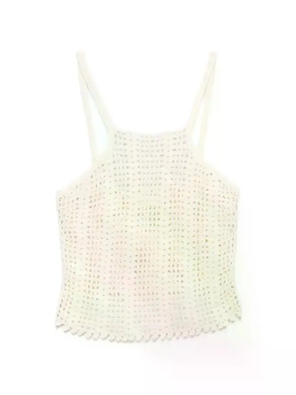 TERRY PUESTO Cream Crochet Knit Halter Top