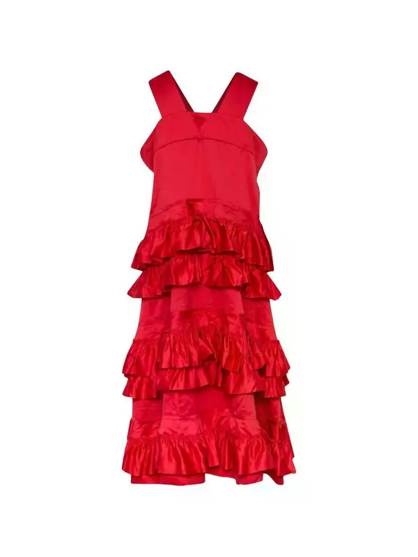 Comme Des Garçons Tiered Ruffled Sleeveless V-neck Dress