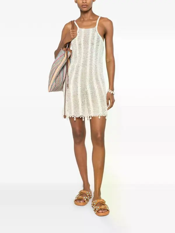 TERRY PUESTO Crochet Knit Mini Dress - Neutrals