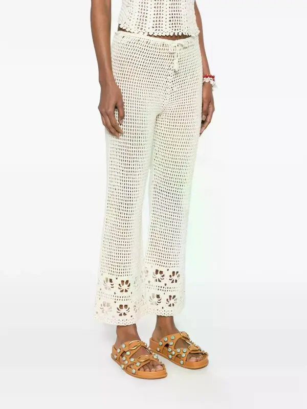 TERRY PUESTO Crochet Knit Floral Lace Trousers