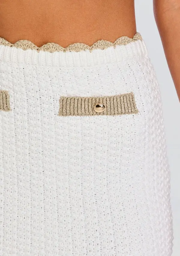 Retrofete Ovidia Crochet Mini Skirt - White/gold