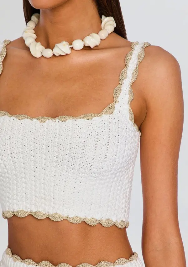 Retrofete Mesha Crochet Top - White/gold