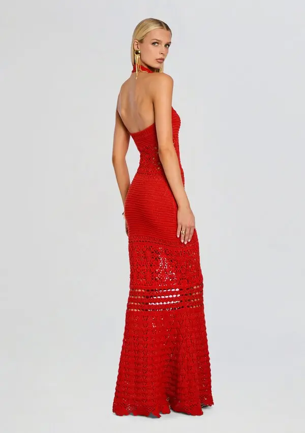 Retrofete Peggie Crochet Maxi Dress - Metallic Geranium