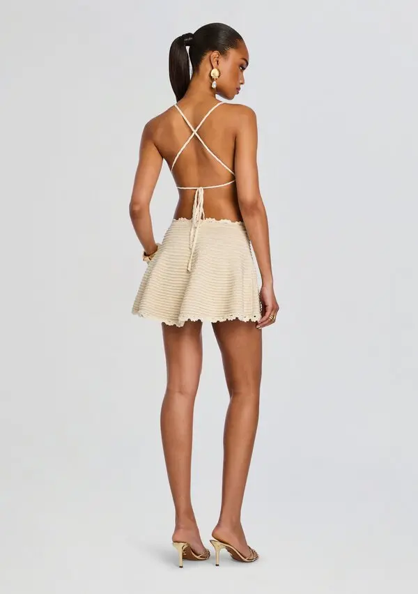 Retrofete Aisola Crochet Mini Dress With Cut-out Detail - Bone