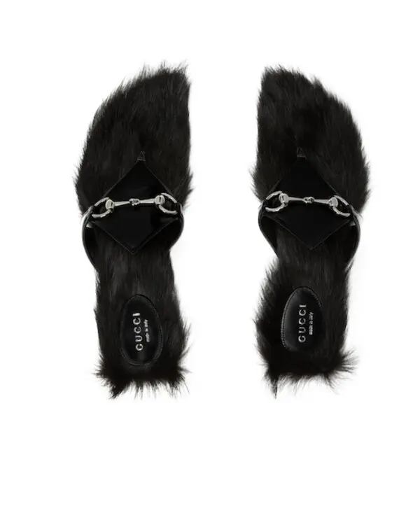 Gucci Horsebit Thong Sandals With Wool Lining