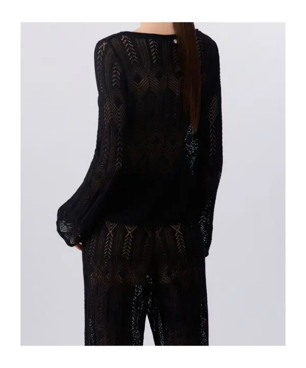 Liu Jo Openwork Crew-neck Sweater - Black
