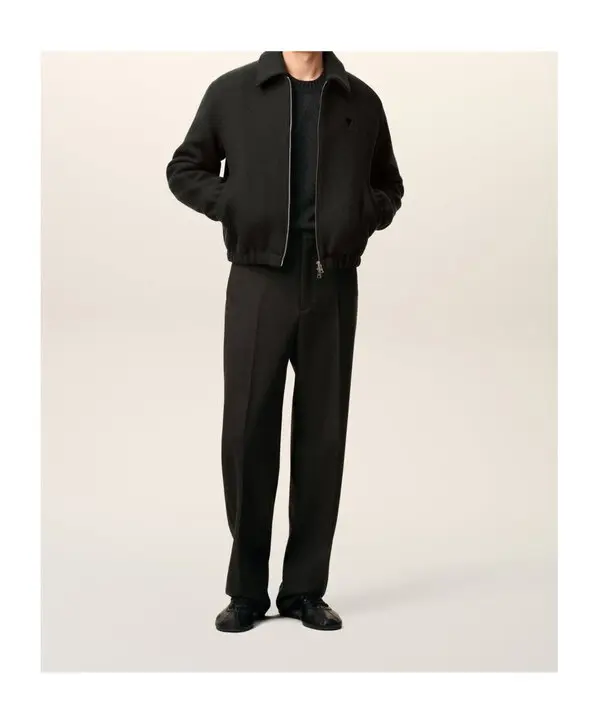 Ami Logo Embroidered Zip-up Jacket - Anthracite