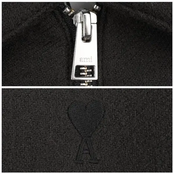 AMI Paris Logo Embroidered Zip-up Jacket