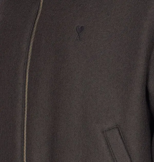 AMI Paris Logo Embroidered Zip-up Jacket