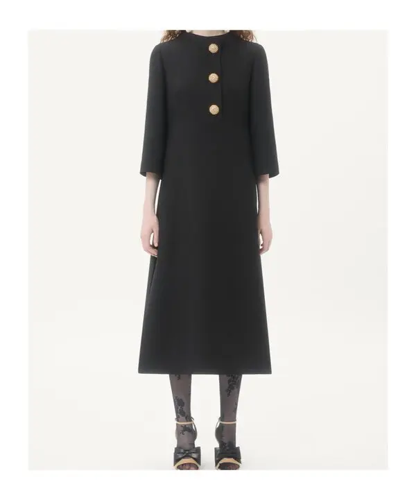 Valentino Garavani Crepe Couture Midi Dress With Embellished Buttons