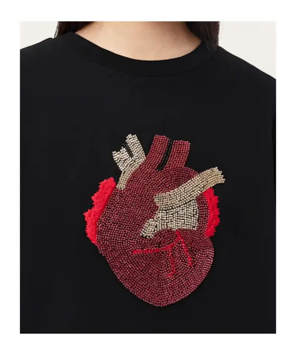 ALLSAINTS Andrea Embellished Heart Crewneck Sweatshirt