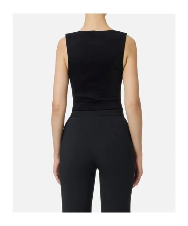 Elisabetta Franchi Jewel Button Sleeveless Jersey Top