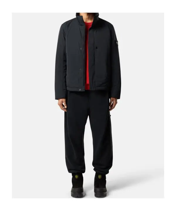 Stone Island Logo Patch High Neck Padded Jacket - Black