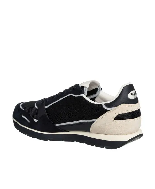 Emporio Armani Logo-patch Paneled Lace-up Sneakers - Black