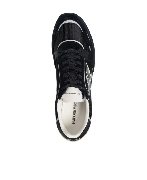 Emporio Armani Logo-patch Paneled Lace-up Sneakers - Black