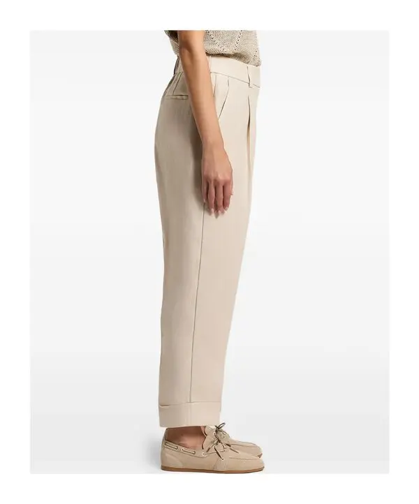 Peserico Linen Gabardine Trousers With Cuffed Hem