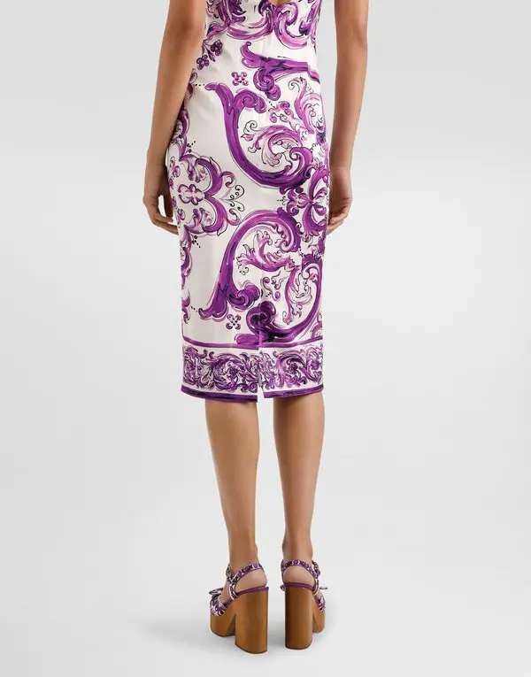 Dolce & Gabbana Majolica-printed Long Charmeuse Dress