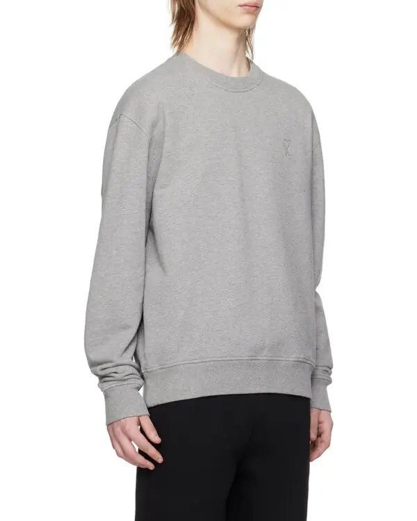AMI Paris De Coeur Organic Cotton Sweatshirt - Gray