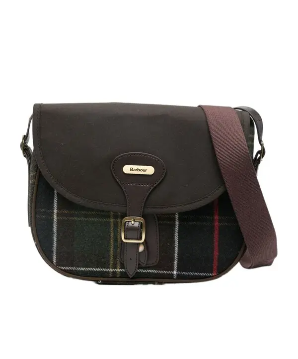 Barbour Plaid-panelled Leather Cross-body Bag
