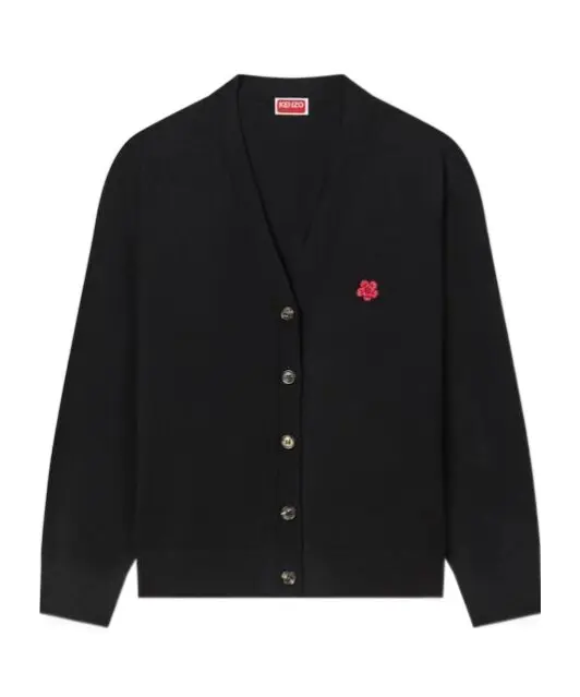 Kenzo Boke Flower Embroidered Merino Wool Cardigan