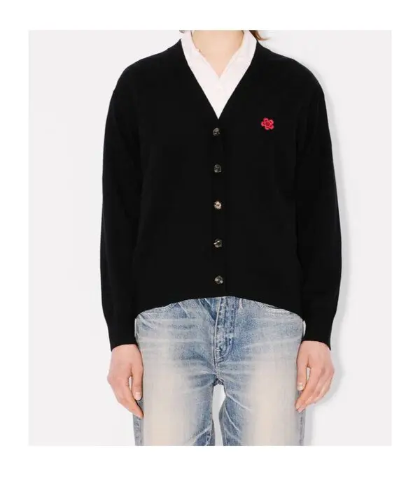 Kenzo Boke Flower Embroidered Merino Wool Cardigan