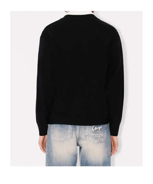 Kenzo Boke Flower Embroidered Merino Wool Cardigan