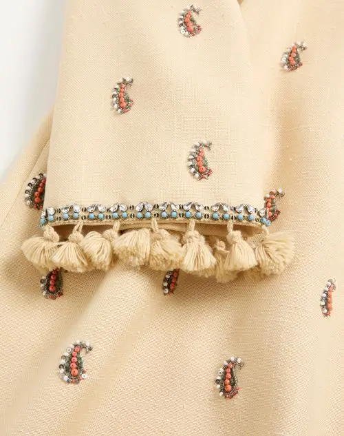 Valentino Garavani Long Embroidered Rustik Silk Dress