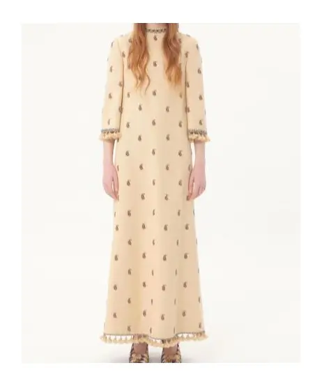 Valentino Garavani Long Embroidered Rustik Silk Dress