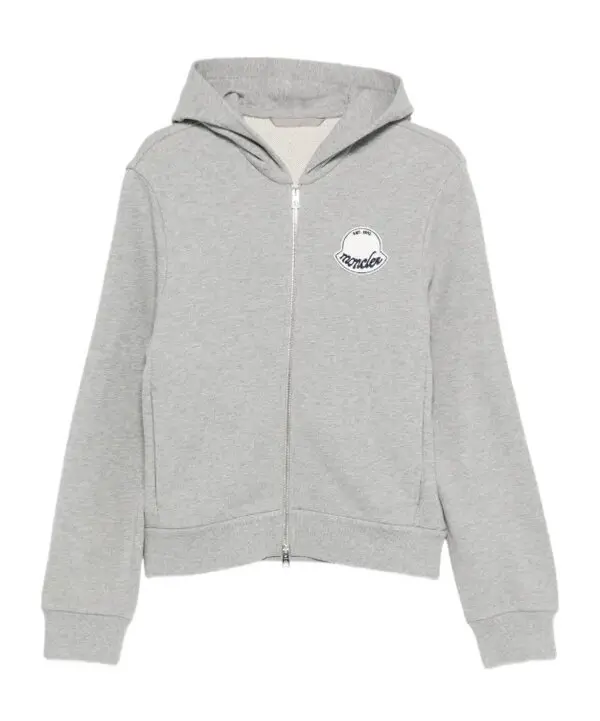 Moncler Logo Patch Zip-up Hoodie - Grey