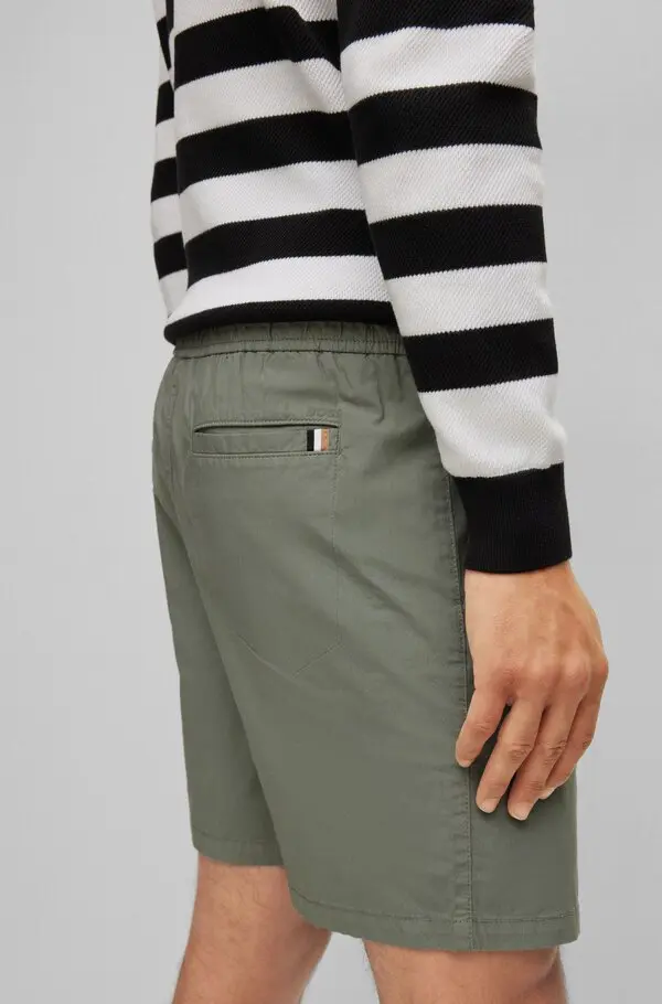 Hugo Boss Logo Patch Cotton Drawstring Shorts