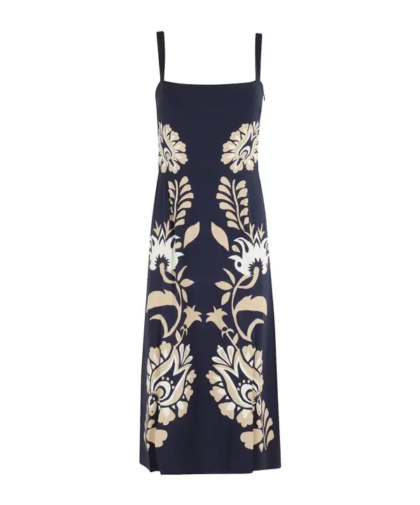 La DoubleJ Floral Pattern Midi Dress - Black