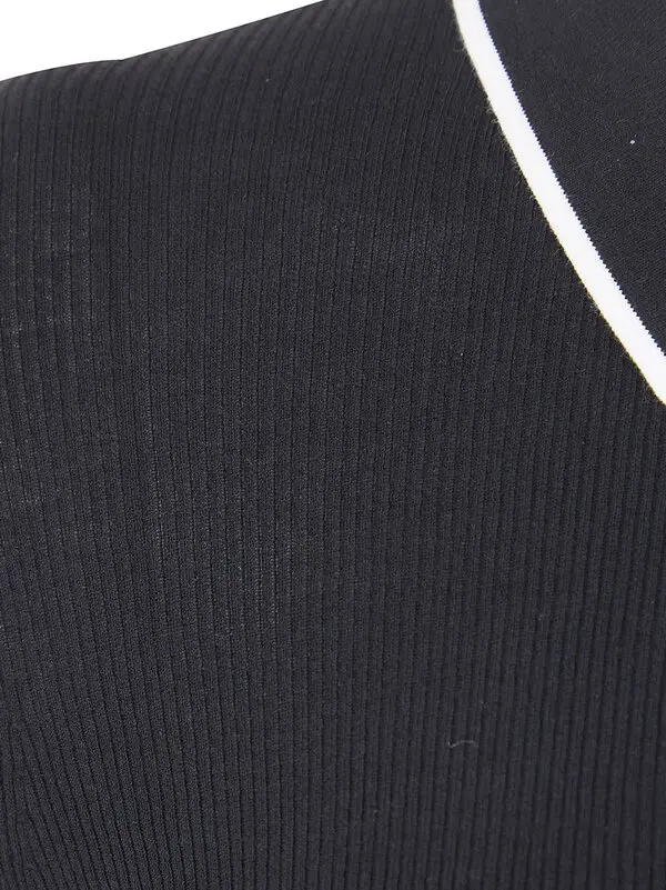 Aspesi Ribbed Polo Top With Contrasting Trim