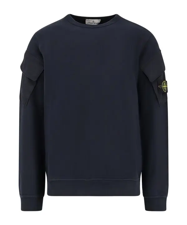 Stone Island Logo Patch Crewneck Sweatshirt - Blue