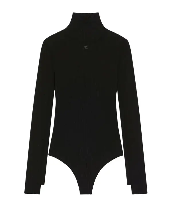 COURREGES Rib-knit Mock Neck Jumpsuit