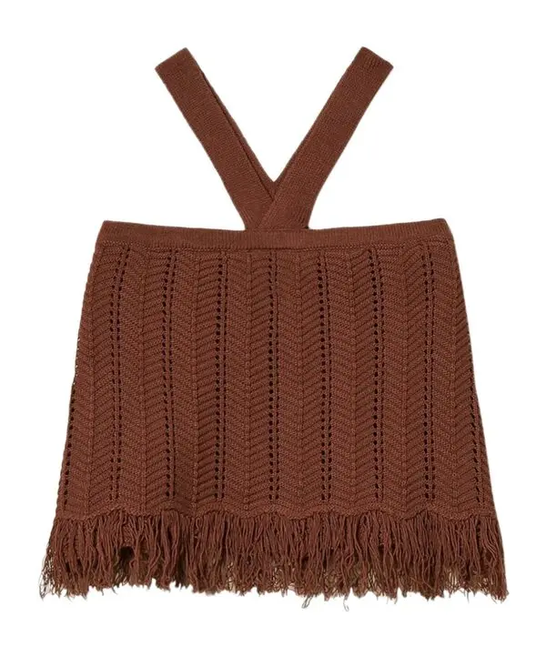TWINSET Knitted Halter Neck Top With Fringed Hem