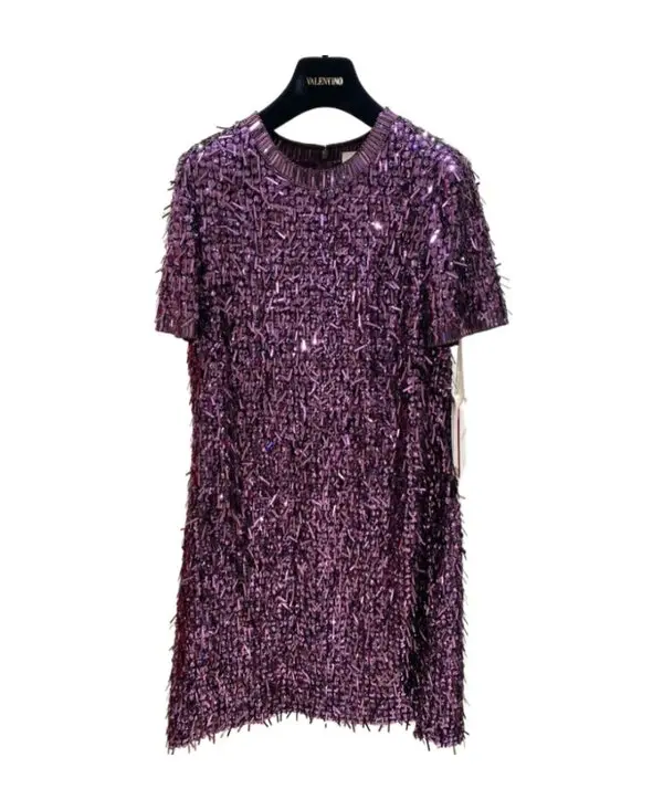Valentino Garavani Embellished Round Neck Short-sleeved Dress